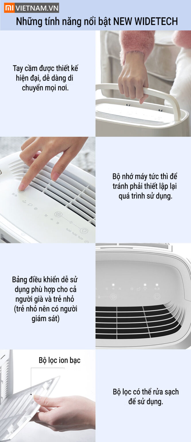 Máy Hút Ẩm Không Khí Thông Minh NEW WIDETECH 18L - Mivietnam